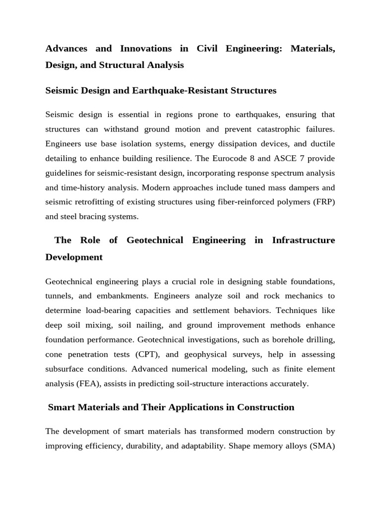 Innovations in Civil Engineering Techniques | PDF | Geotechnical ...