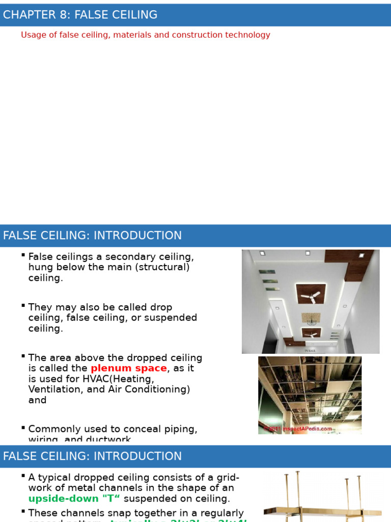 False Ceiling: Types and Benefits | PDF | Drywall | Building Technology