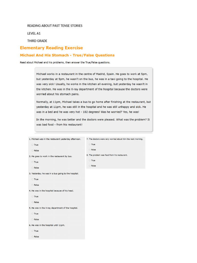 Reading About Past Tense Stories | PDF