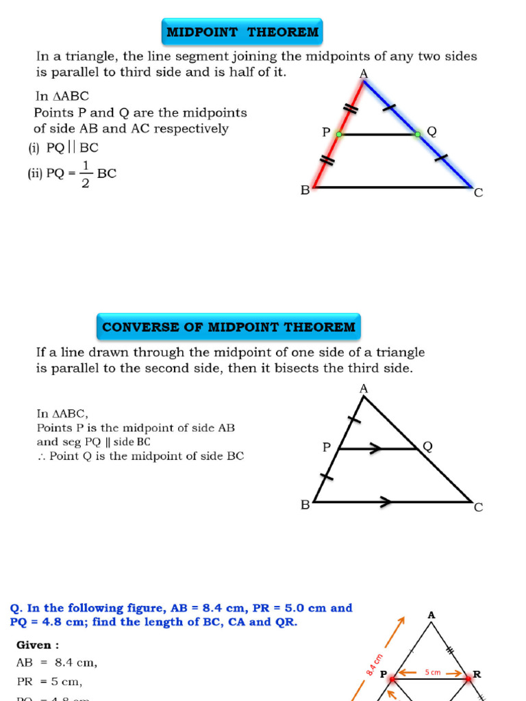 12_Mid-point and Its Converse (Including Intercept Theorem) | PDF