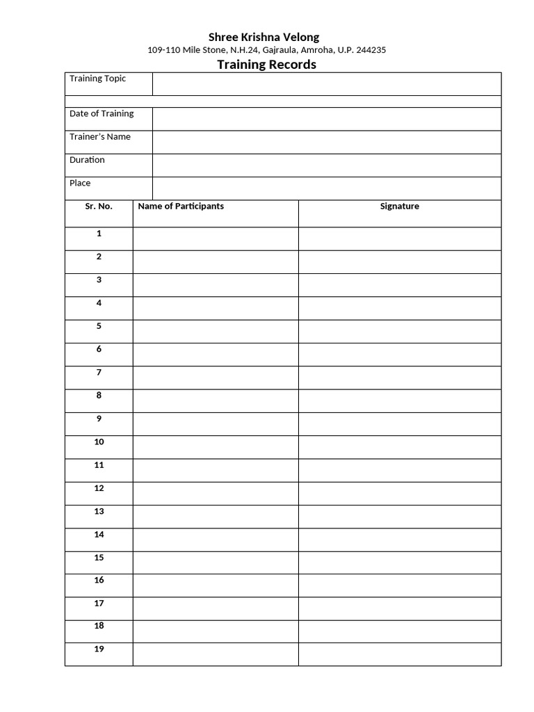 Training Record | PDF