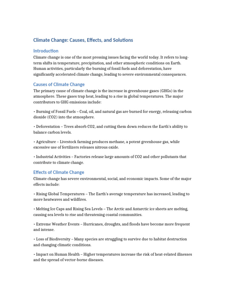Climate Change Assignment | PDF | Climate Change | Climate Change ...