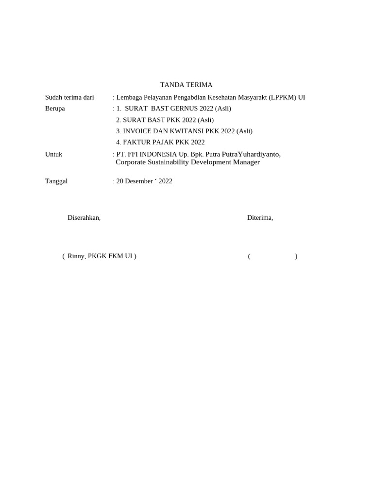 Tanda Terima | PDF