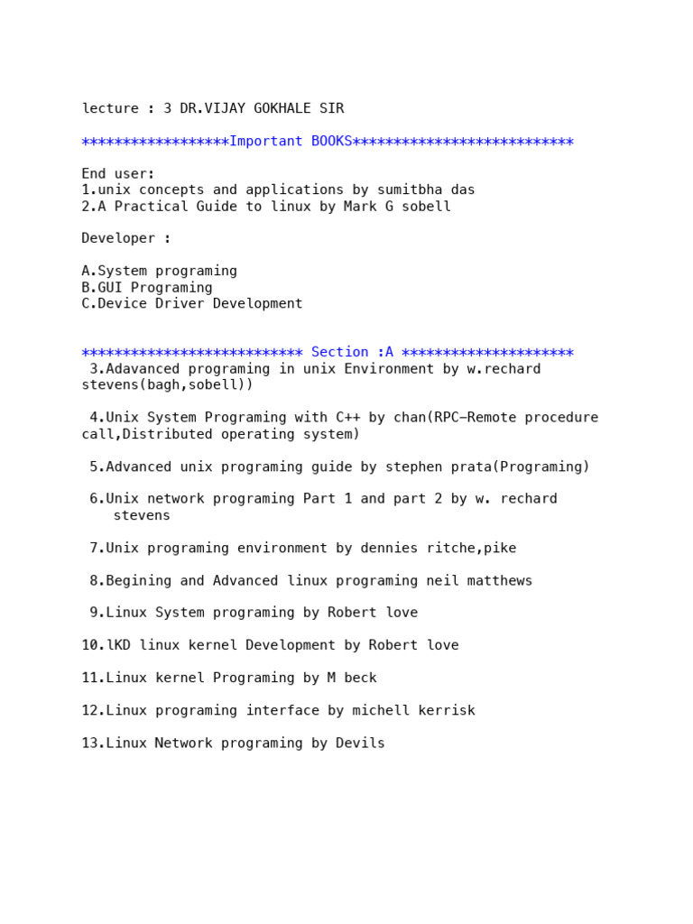 Lecture 3 - Book DR Vijay Gokhale Sir | PDF | Linux | Unix