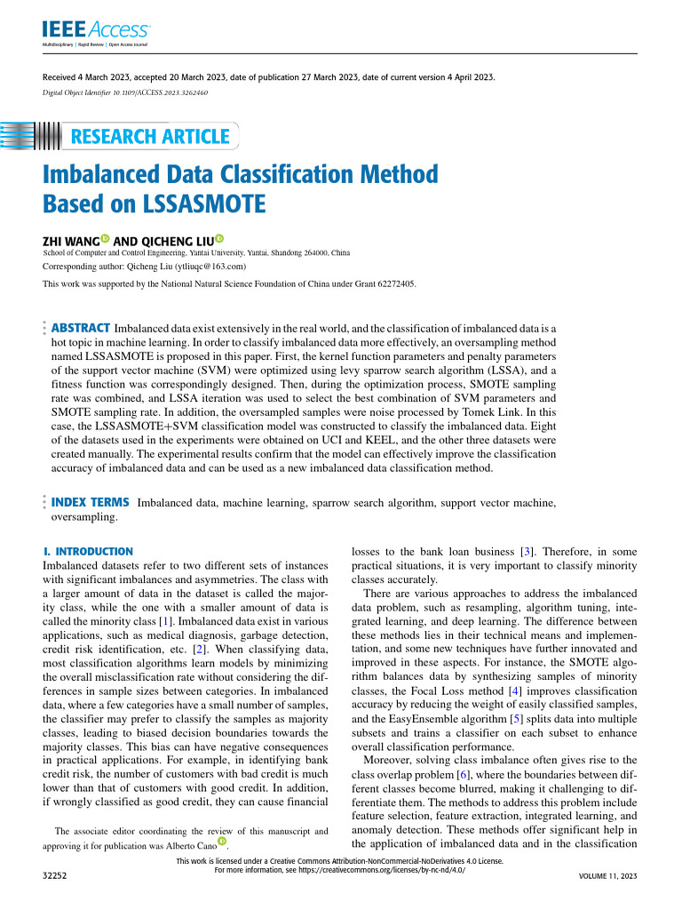 Imbalanced Data Classification Method Based On LSSASMOTE | PDF | Support Vector Machine ...