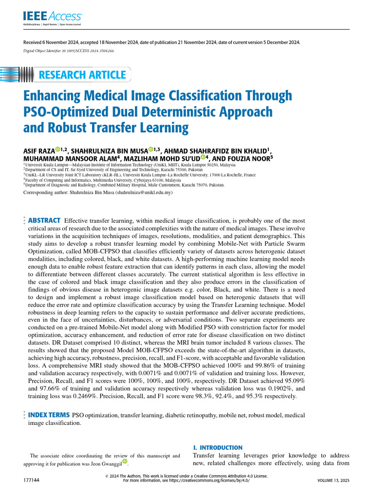 Enhancing Medical Image Classification Through PSO-Optimized Dual ...