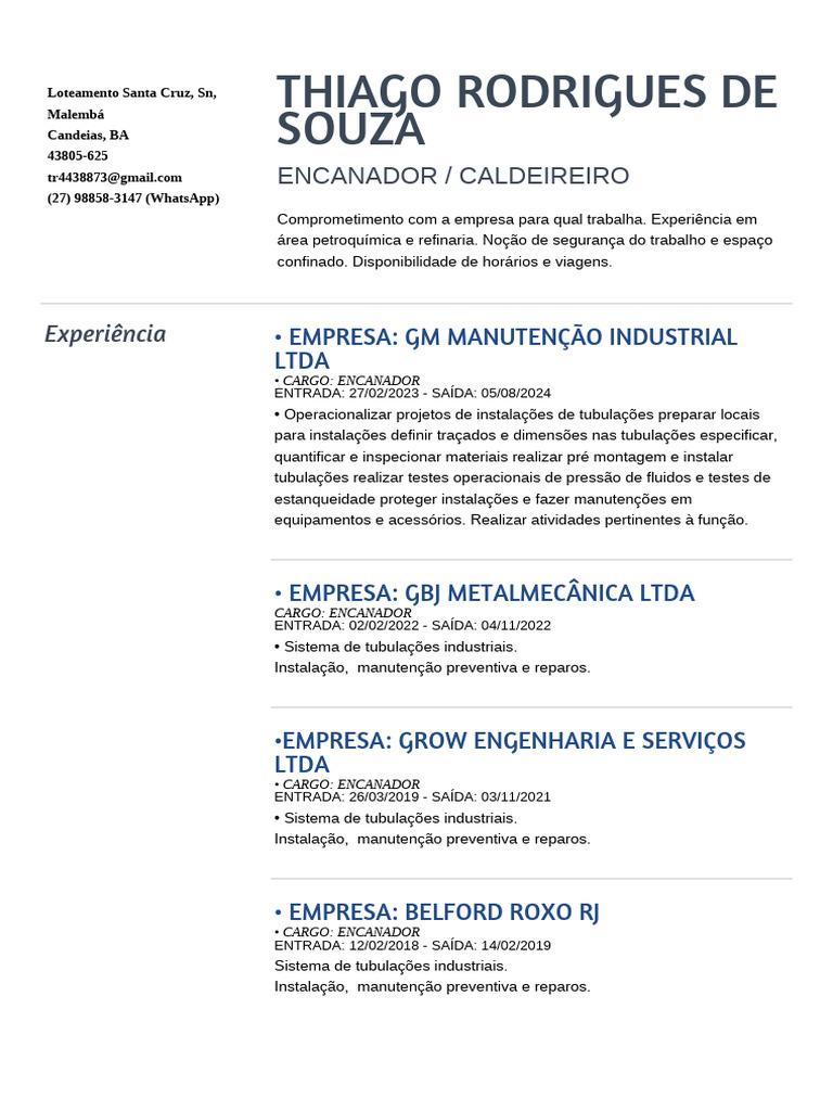 Currículo Thiago | PDF