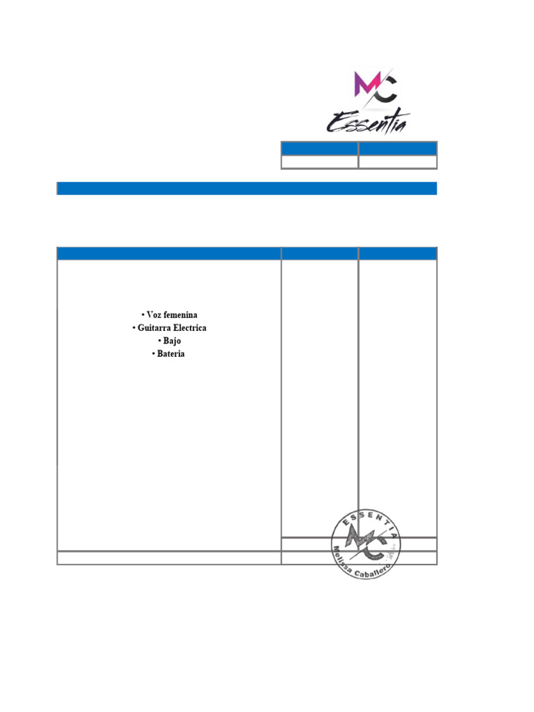 Cotizacion Banda - Melissa Caballero - Barrachos | PDF