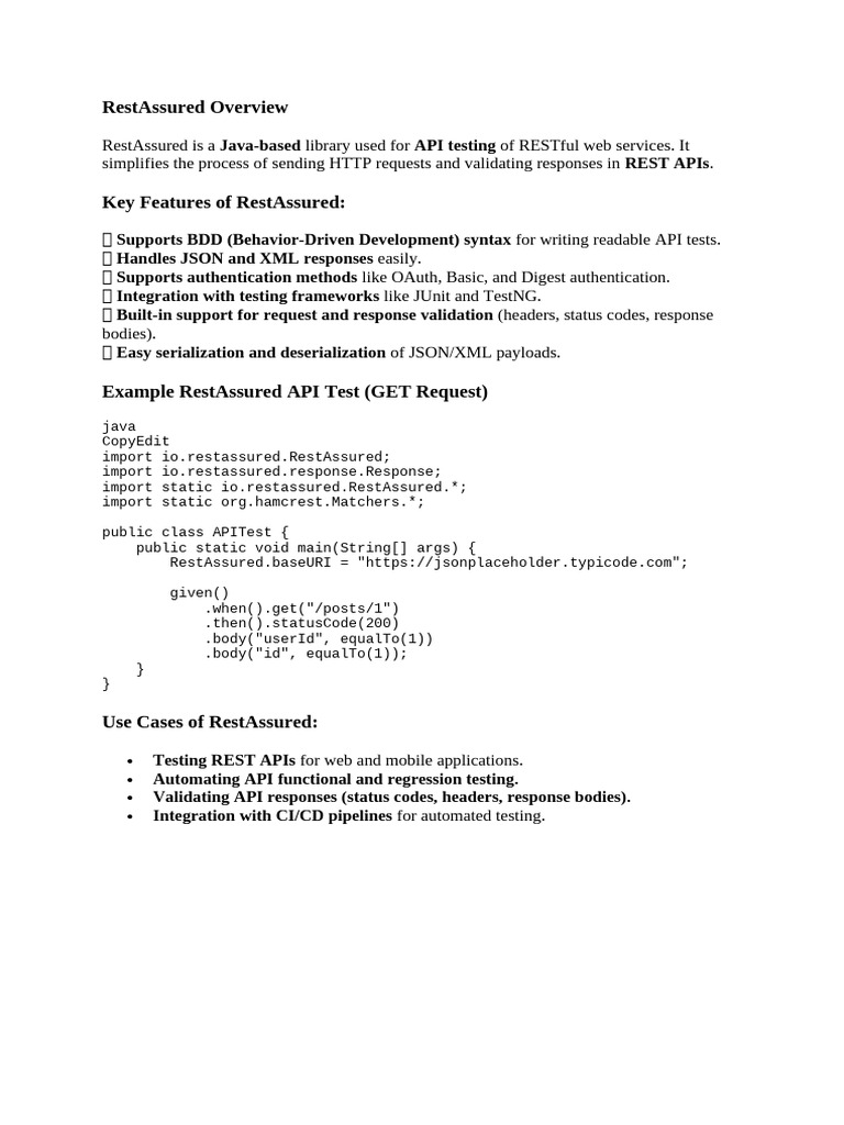 RestAssured Overview | PDF