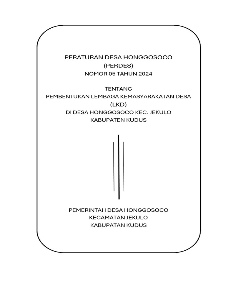 Perdes LKD Desa Honggosoco 2024 | PDF