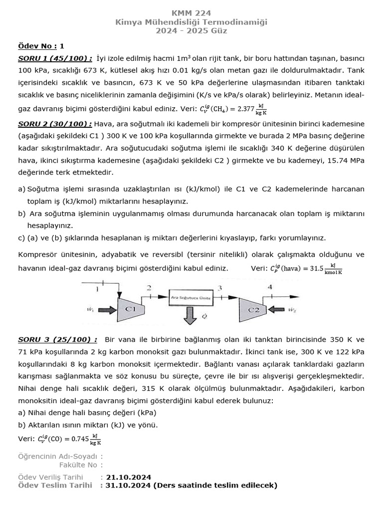 SORU 1 (45/100) : İyi Izole Edilmiş Hacmi 1m: Ödev No: 1 | PDF