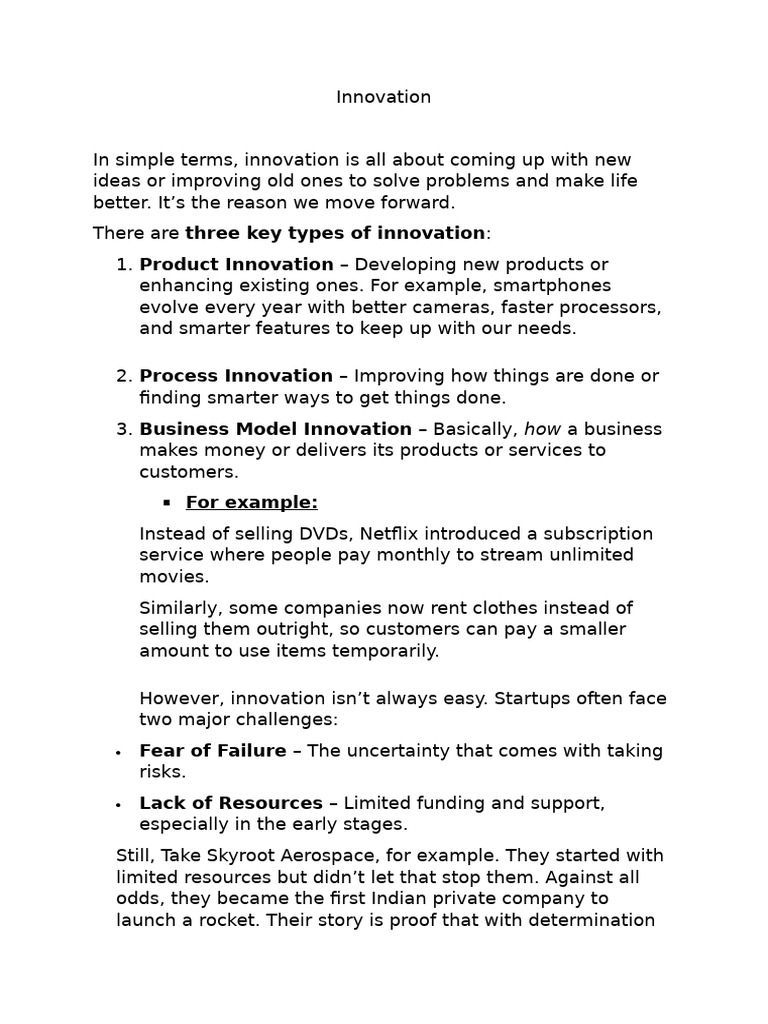 Understanding Types of Innovation | PDF