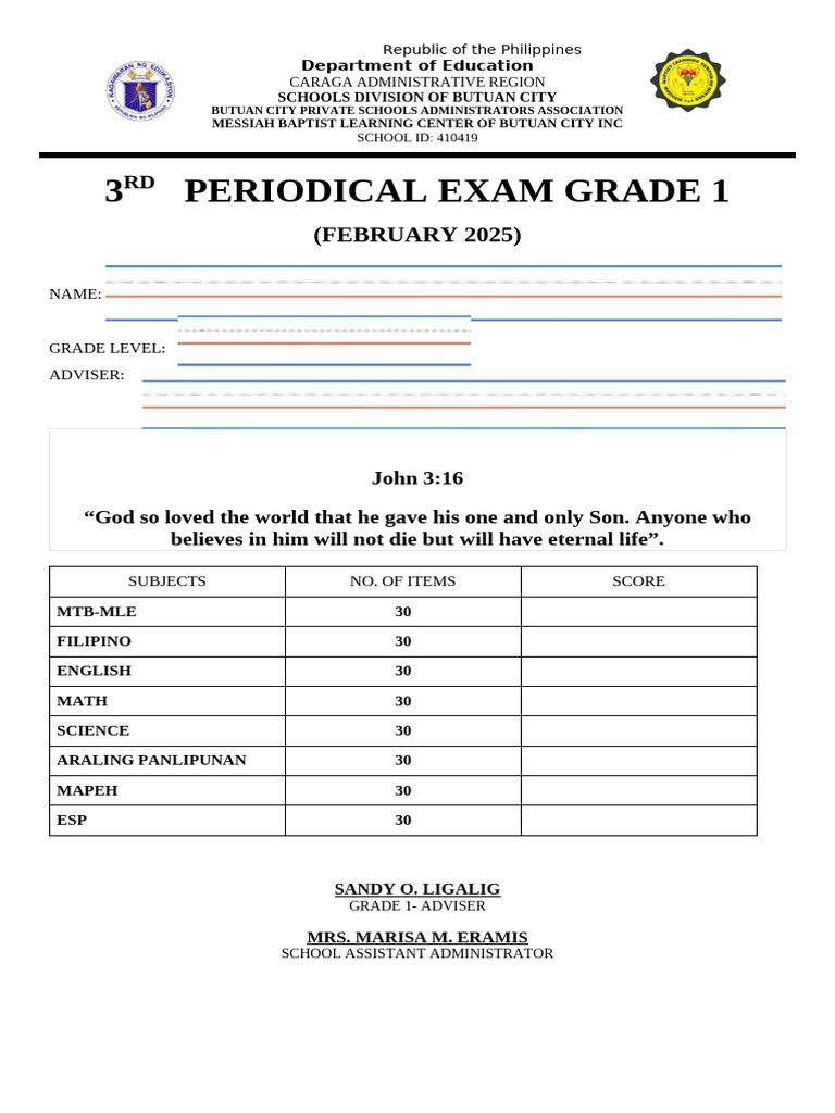 3rd Periodical Exam | PDF
