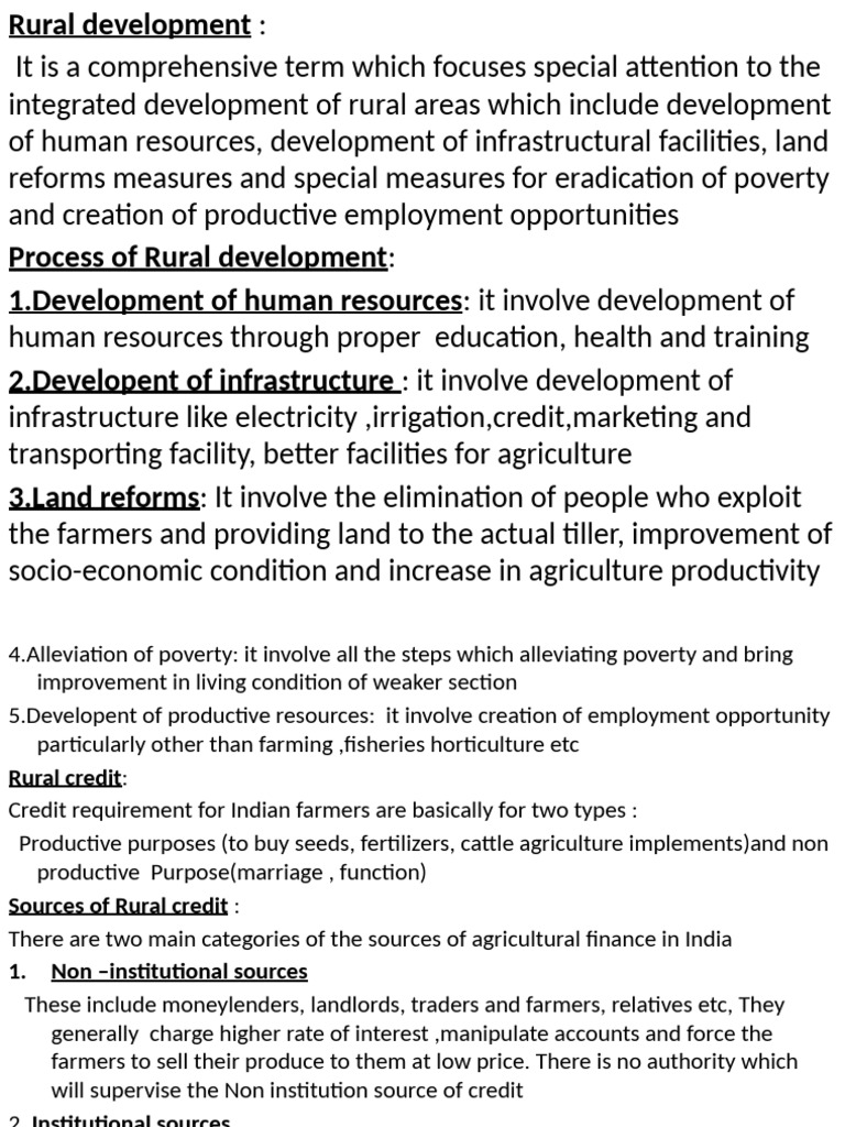 CH 6 Rural Development Class 12 Cbse IED Economics | PDF | Organic ...
