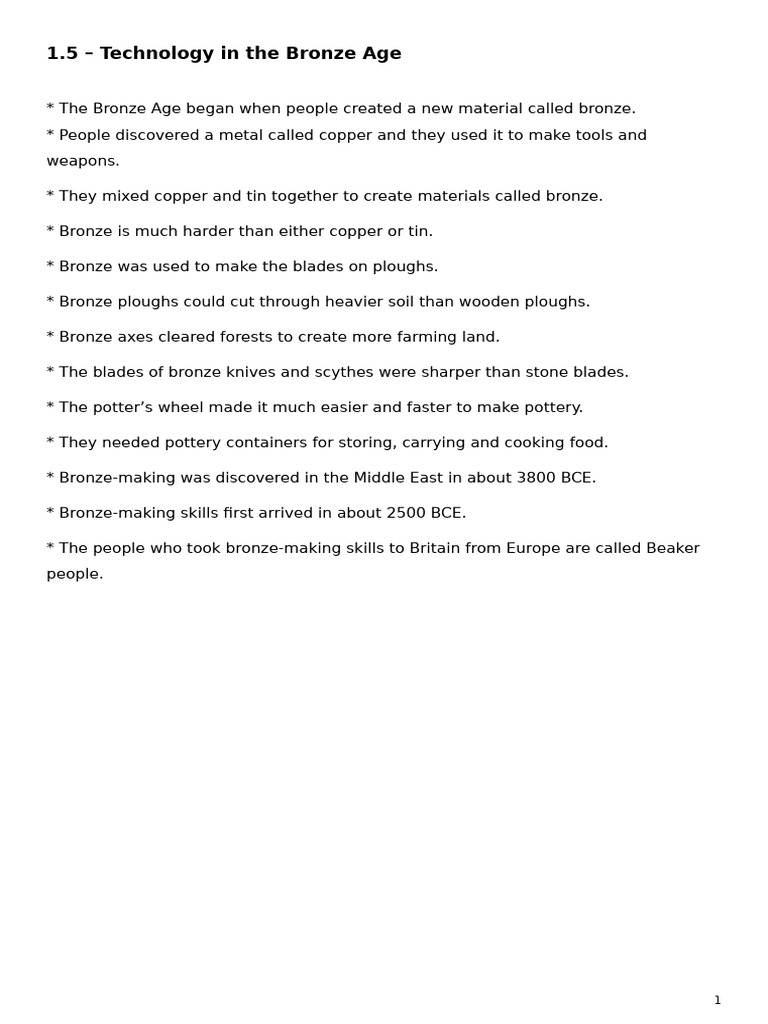 1.5 - Technology in Bronze Age | PDF