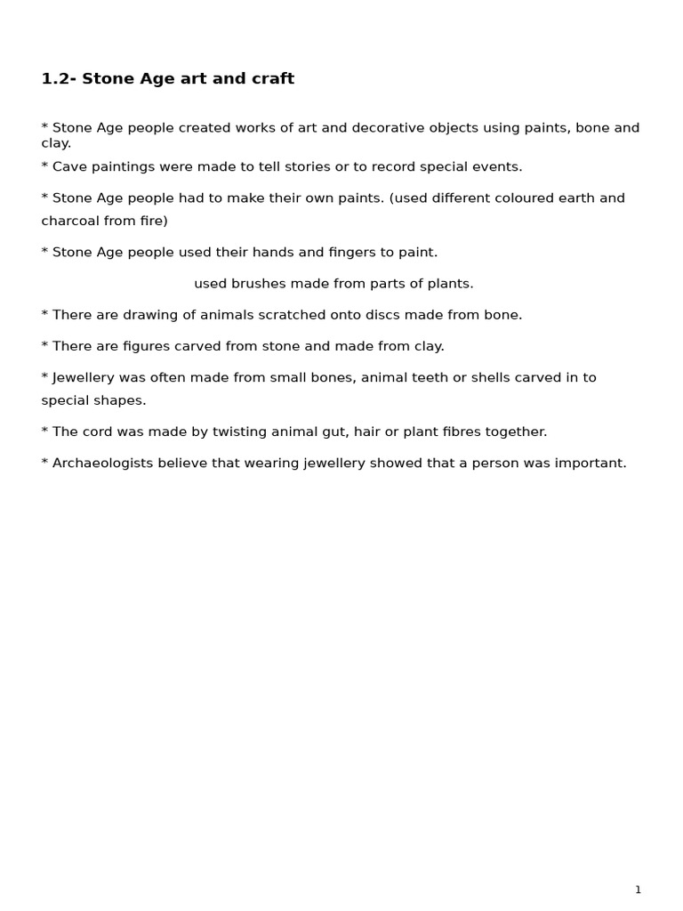 1.2 - Stone Age Arts and Craft | PDF