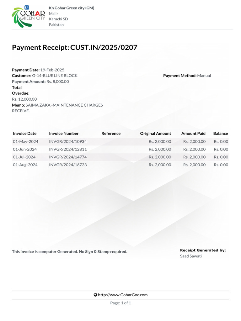 Payment Receipt | PDF