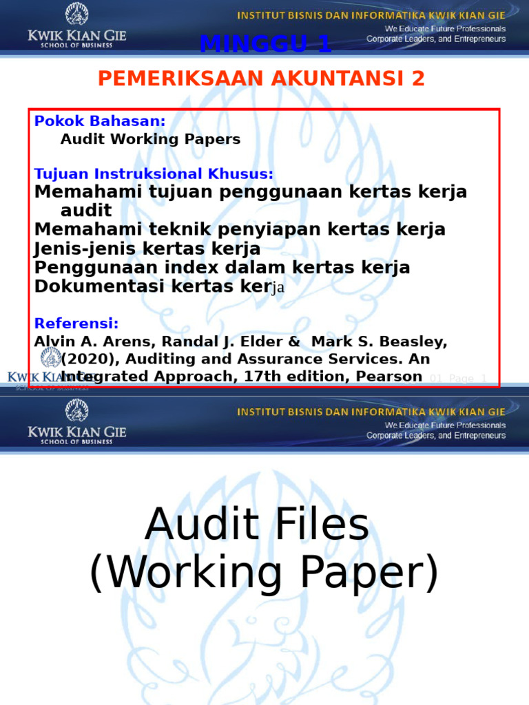 PPT Audit2 Working Paper | PDF | Audit | Internal Control