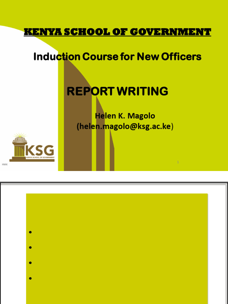 KSG Induction - Report Writing - 2024 | PDF | Information | Cognition