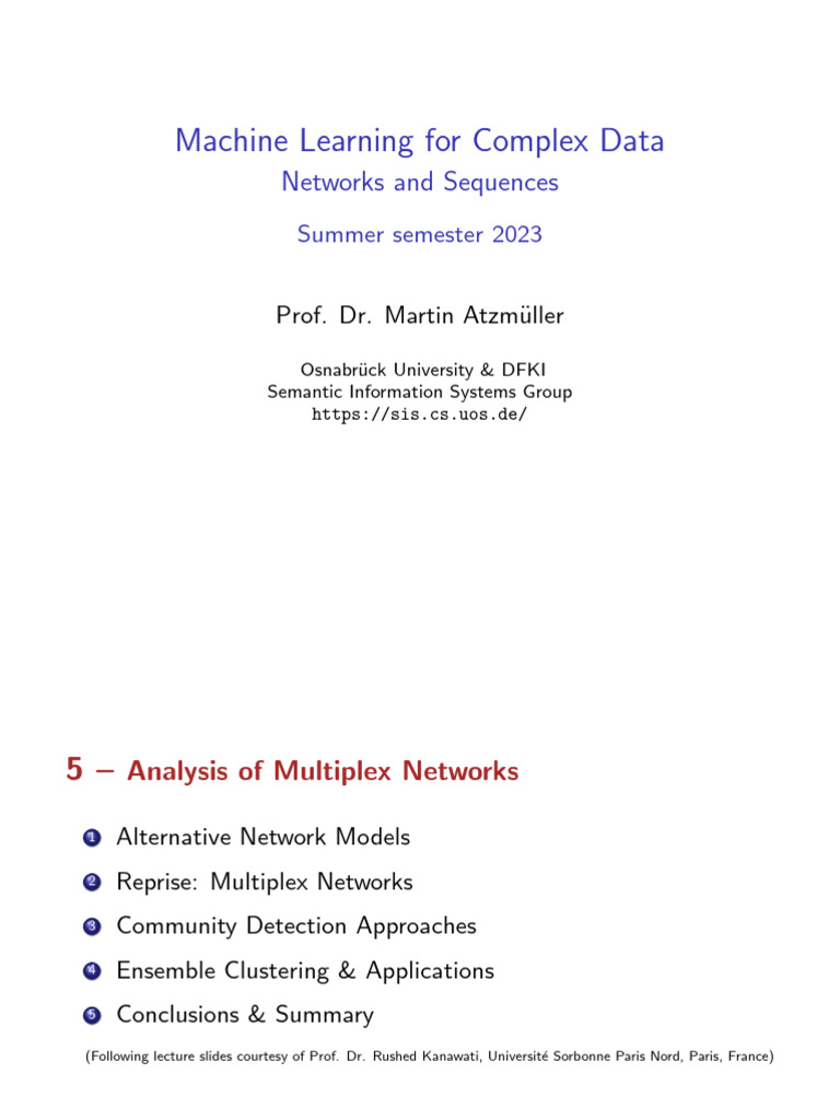 MLC 05 Multiplex Network Analysis-1 | PDF | Machine Learning | Graph Theory