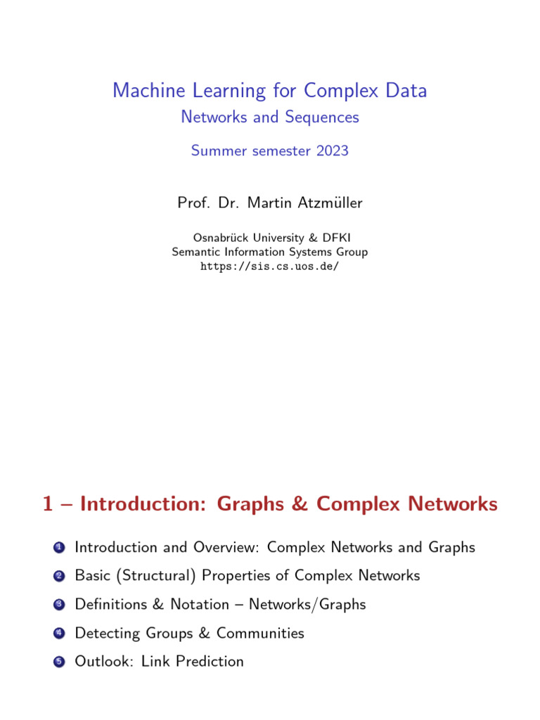 MLC 01 Intro Basics Graphs-Sose2023 | PDF | Discrete Mathematics | Graph Theory