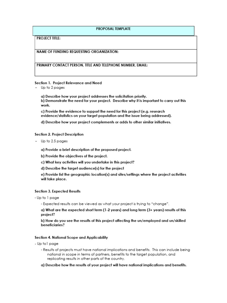 Comprehensive Project Proposal Template | PDF | Evaluation | Sustainability