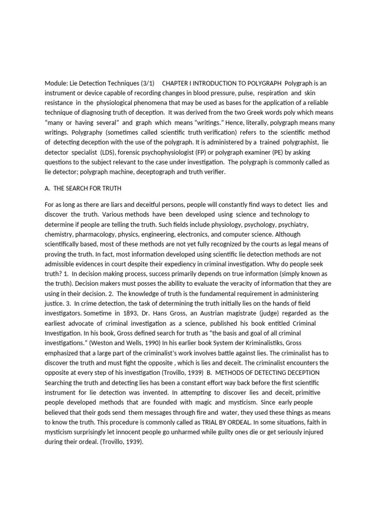 Module - Lie Det-WPS Office | PDF | Polygraph | Lie