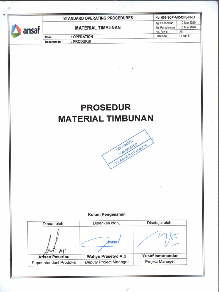 Prosedur Material Timbunan | PDF
