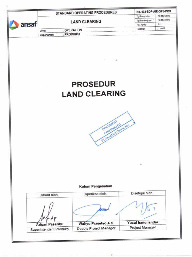 Prosedur Land Clearing | PDF