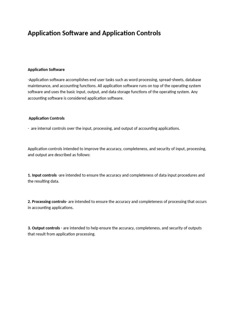 Objective 5 - Application Software and Controls | PDF | Input/Output | Operating System