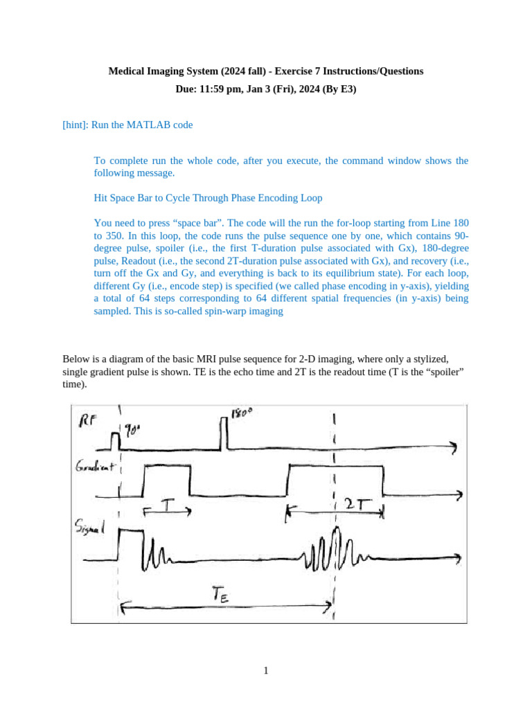 Exercise7_Questions_hint | PDF | Magnetic Resonance Imaging | Nuclear Magnetic Resonance