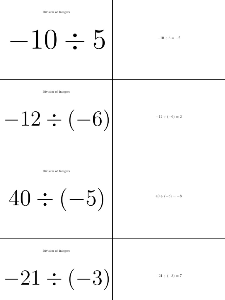 Division of Integers | PDF