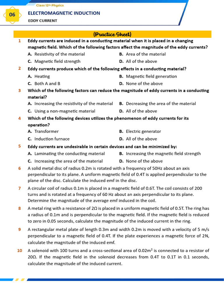 Understanding Eddy Currents in Physics | PDF | Electromagnetic ...
