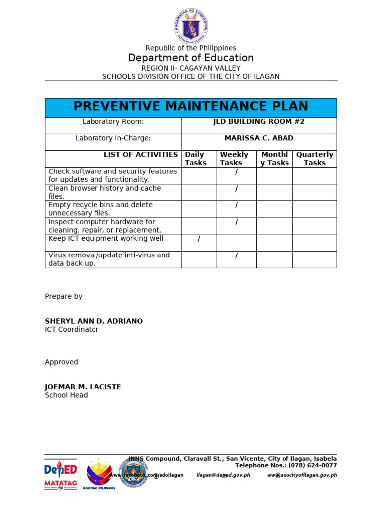 PREVENTIVE-MAINTENANCE-PLAN | PDF