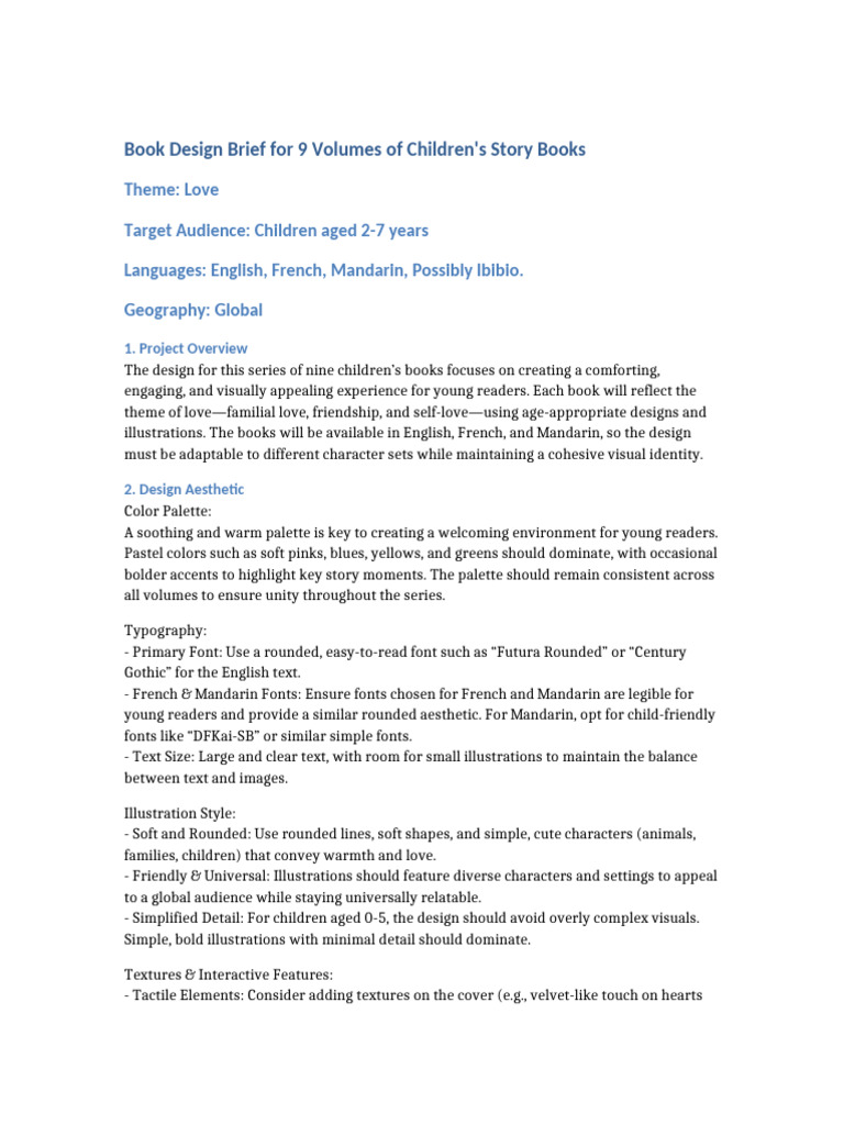 Children's Love Story Book Design Brief | PDF | Typography | Page Layout