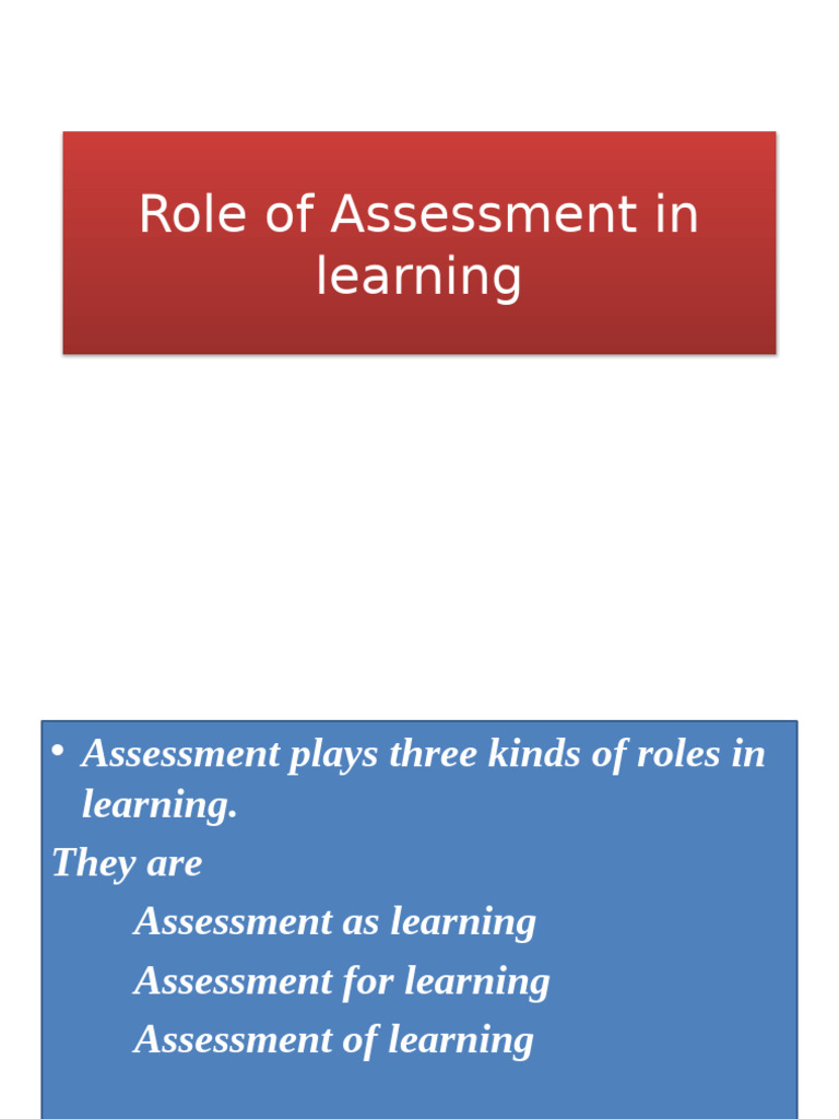 Role of Assessment in Learning | PDF | Educational Assessment | Learning