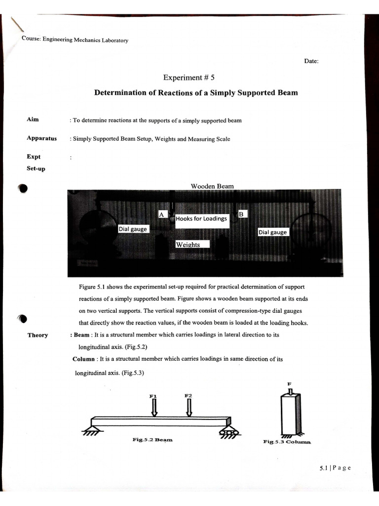Determination of Reactions of A Simply Supported Beam | PDF