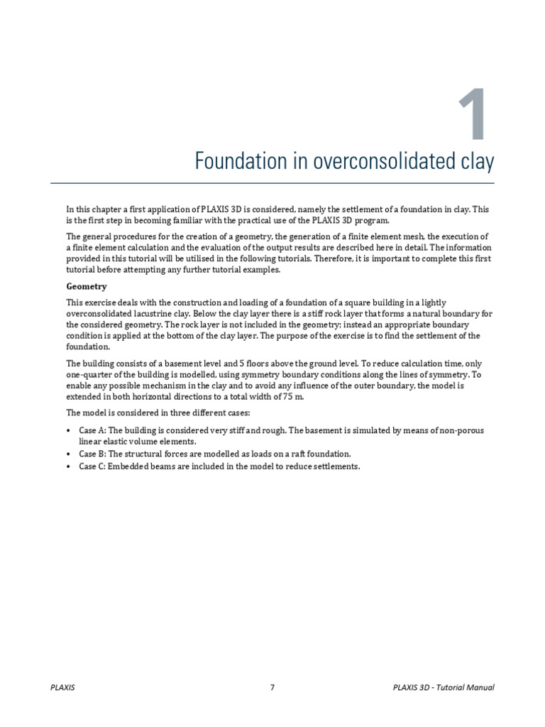 5355.PLAXIS - 3D - CEV22.02 - Tutorial 1 - Foundation in Overconsolidated Clay | PDF | Button ...