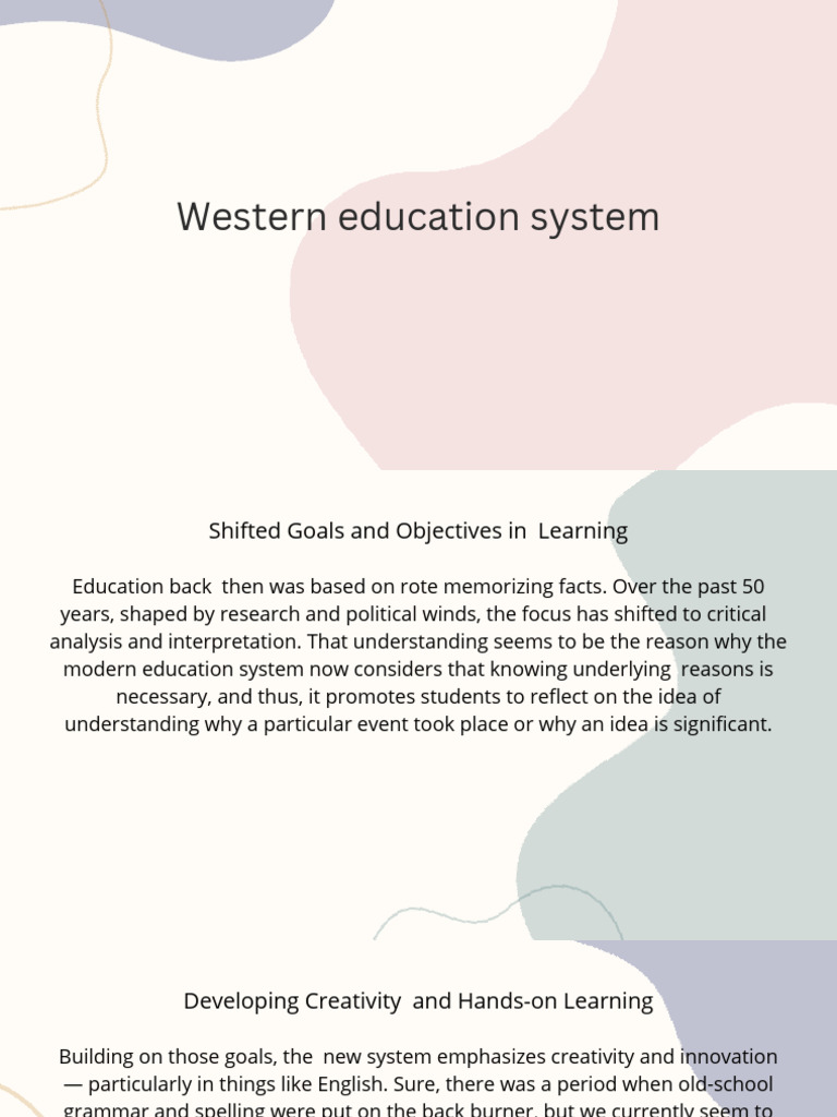 Western education system | PDF | Teachers | Learning