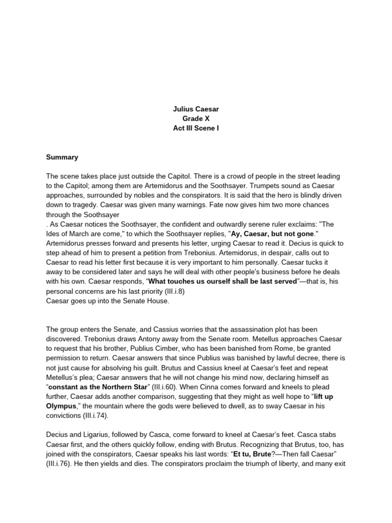 Julius Caesar Act III Scene I | PDF | Julius Caesar | Mark Antony