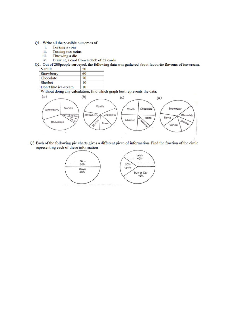 Probability and Data Handling Worksheet | PDF