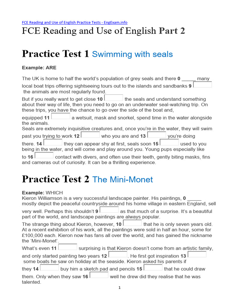 PART 2 FCE Reading HUECOS - Con Soluciones | PDF | Verb | Perfect (Grammar)