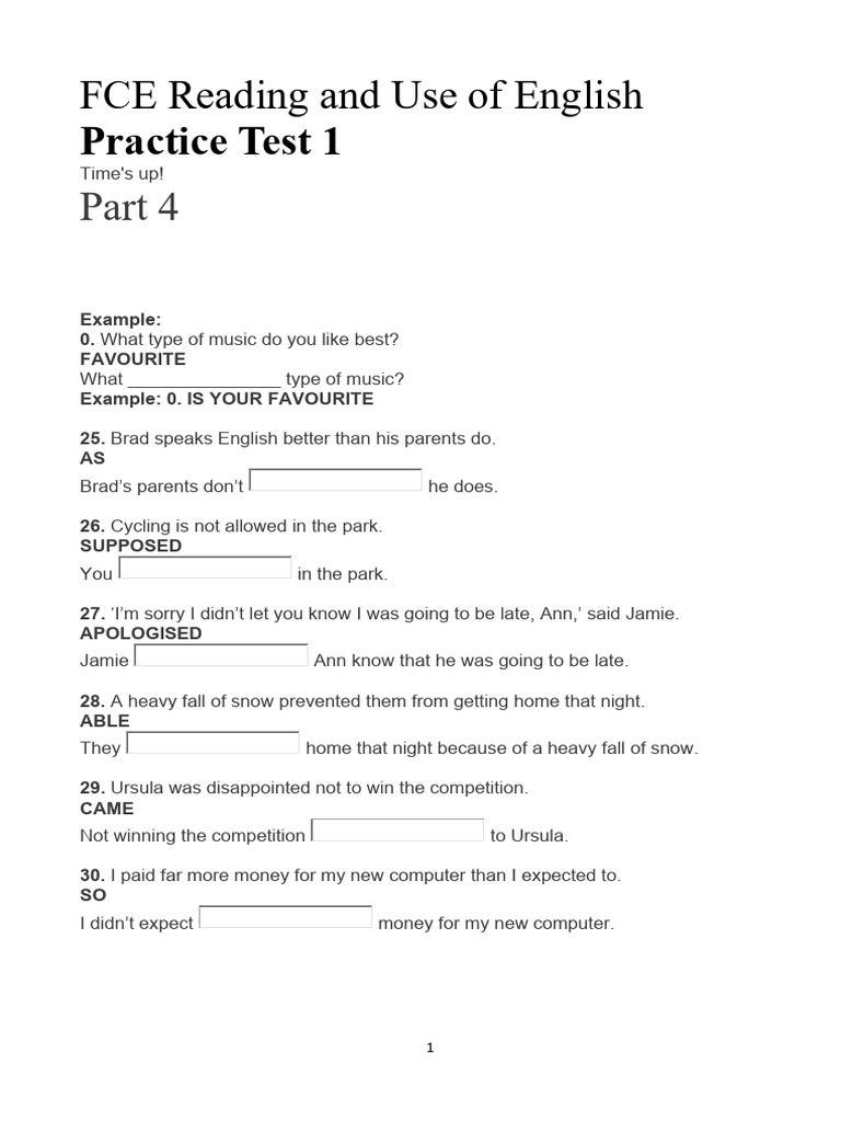 PART 4 FCE Reading and Use of English | PDF