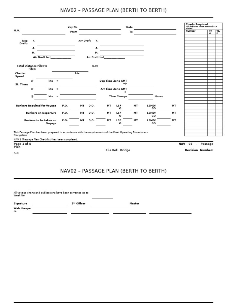 Berth to Berth Passage Plan Template | PDF | Navigation