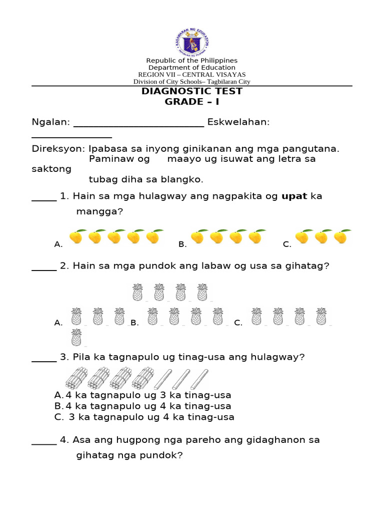 Math1 - Diagnostic | PDF