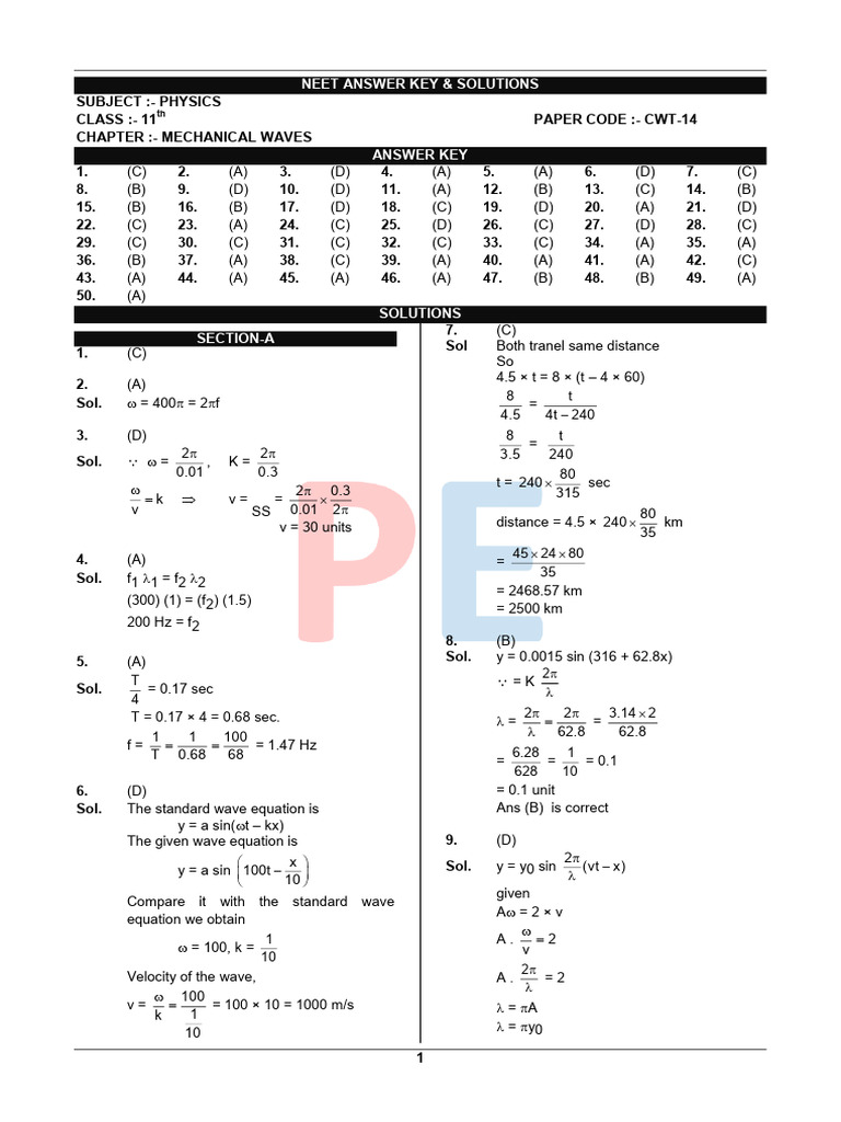 Mechanical Waves Solution | PDF | Sound | Waves
