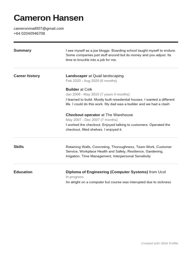 Cameron Hansen's Career Overview and Skills | PDF