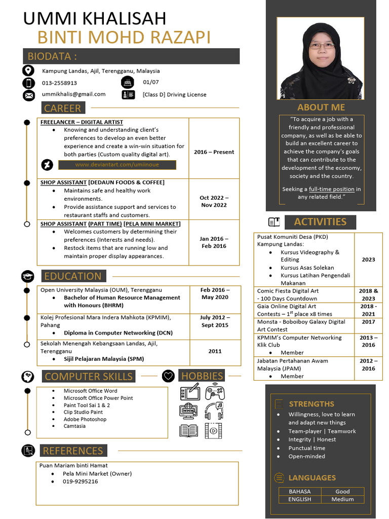 Binti Mohd Razapi: HR & Digital Artist Resume | PDF