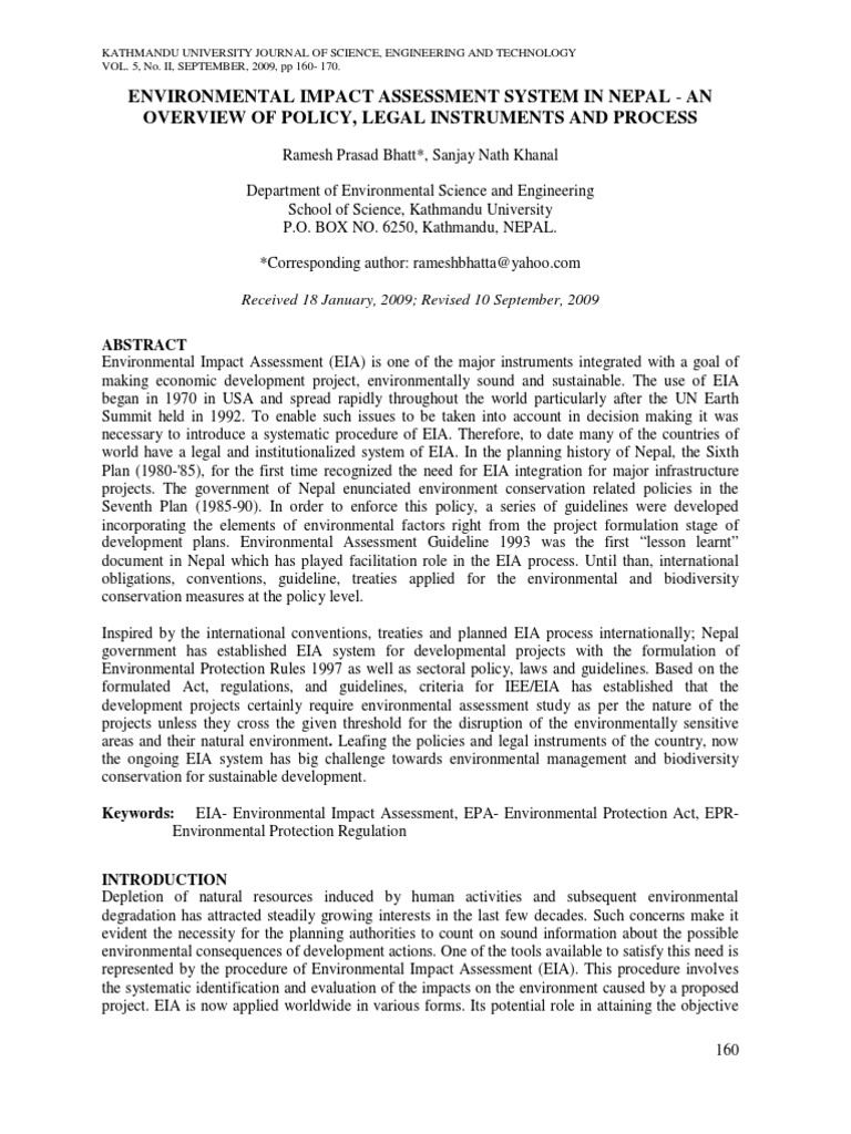 Nepal EIA System Overview 2009 | PDF | Environmental Protection ...