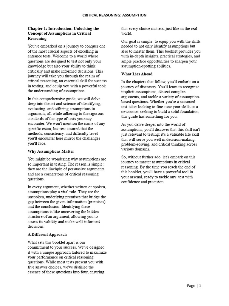 CR 4,5,6_ASSUMPTION NOTES AND WORKSHEET | PDF | Argument | Critical ...
